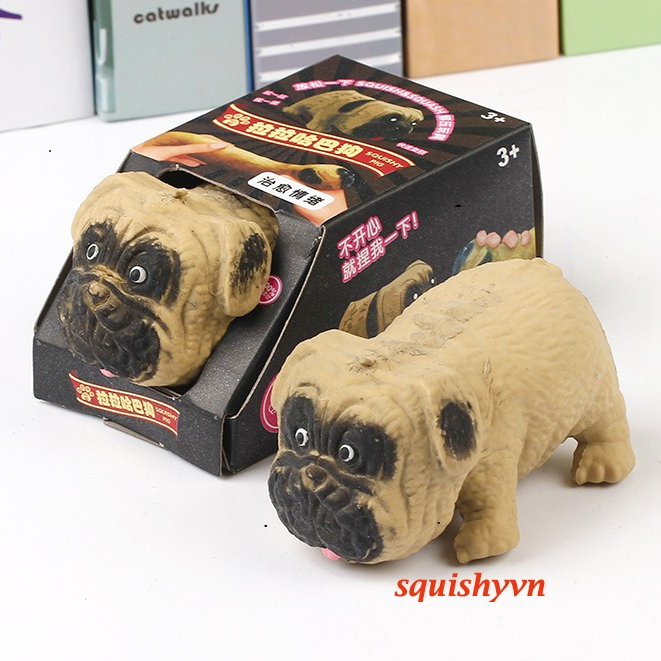 Stress Relieving Pug Dog, Pink Pig, Squirrel Hiding under a Silocon ...