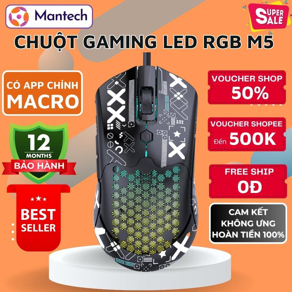 Ultralight Computer Mouse M5 RGB Ergonomic Breathable Design Free Grip ...