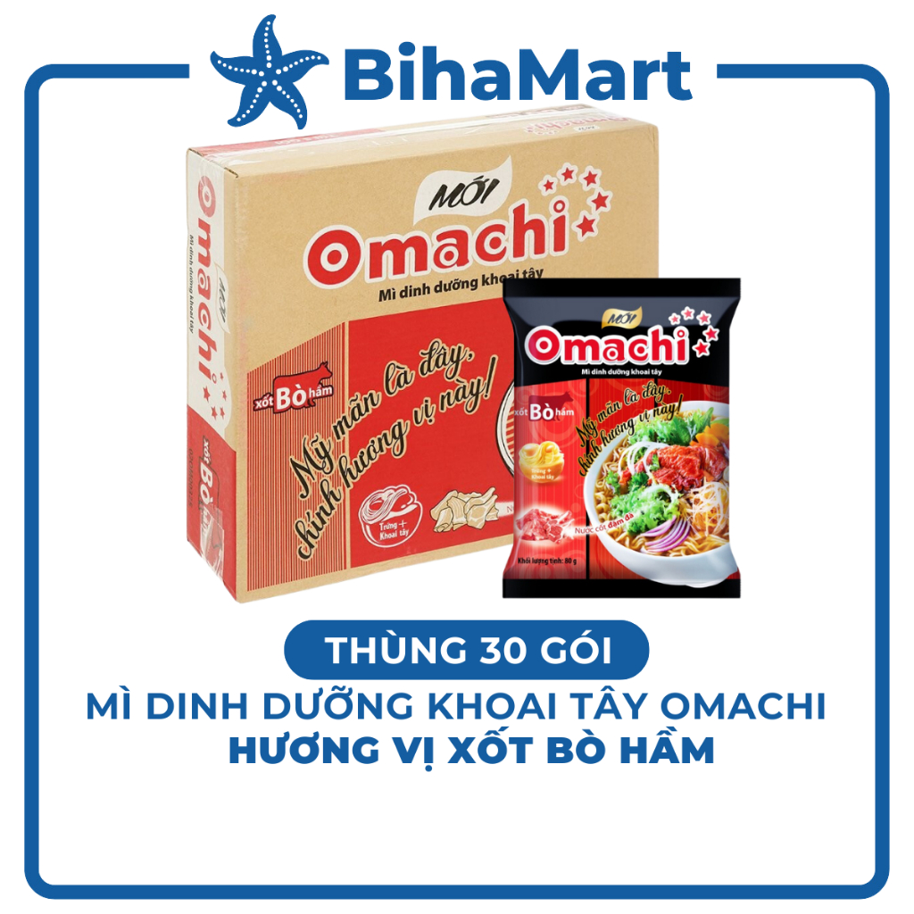[BOX OF 30 PACKAGES] - MASAN - Omachi Potato Noodles with Stewed Beef ...