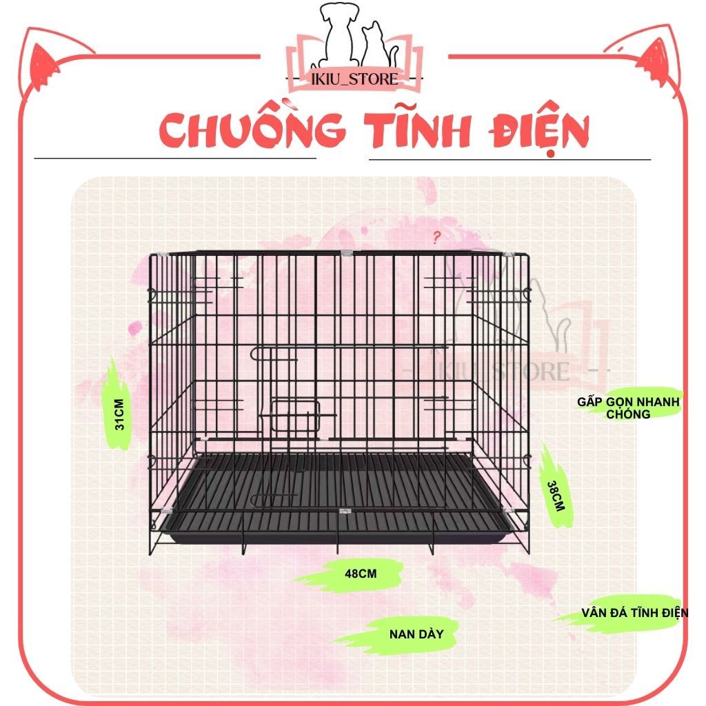 Stone-textured electrostatic cage, foldable ikiu dog and cat cage with ...