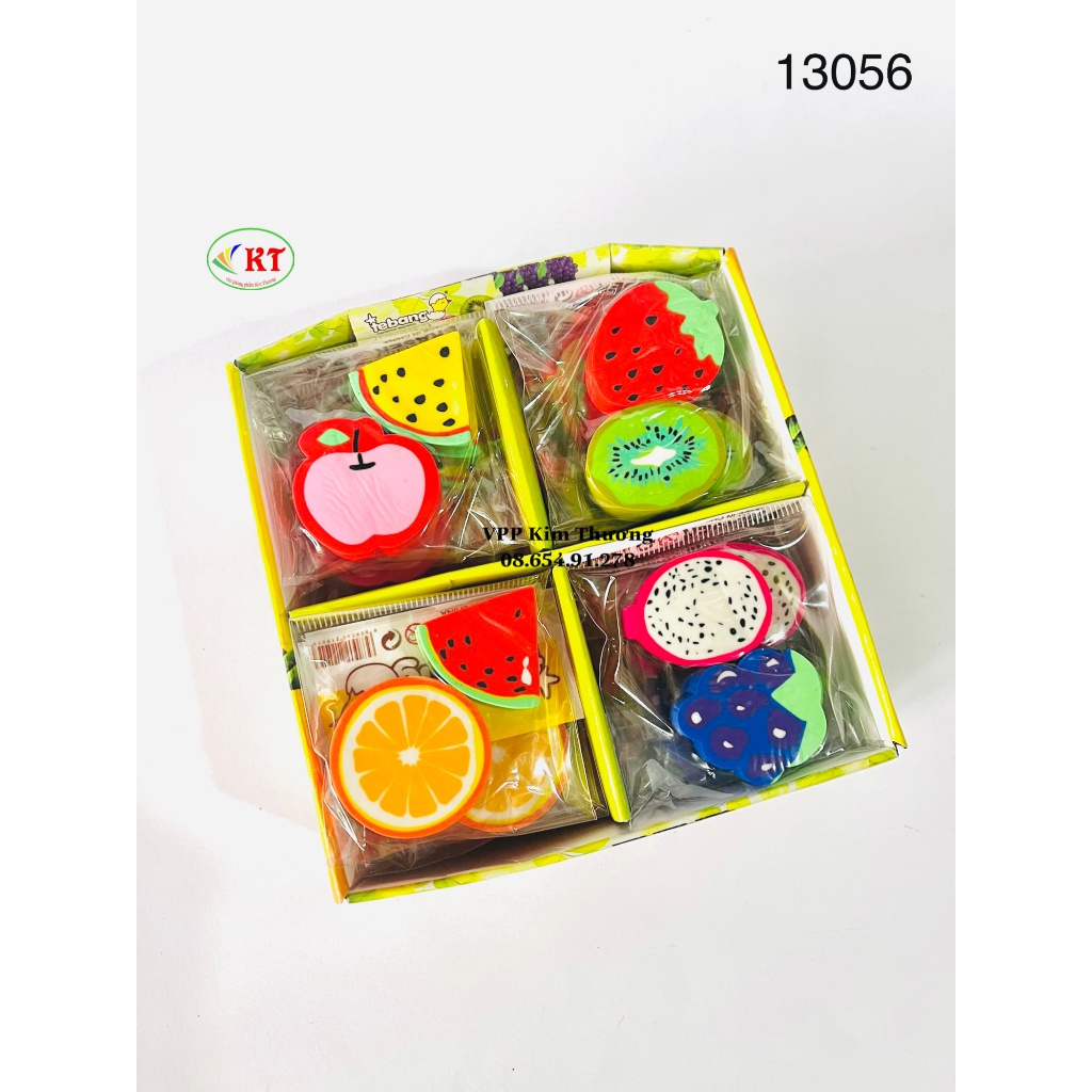 Combo of 4 large fruit-shaped pencil eraser bags in all cute designs ...