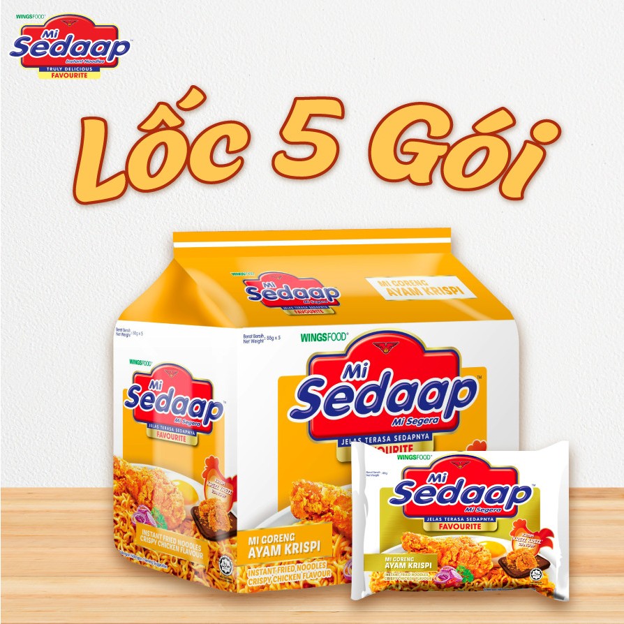 Combo 5 Packs Sedaap Goreng Instant Noodles Crispy Chicken Flavor 88g ...