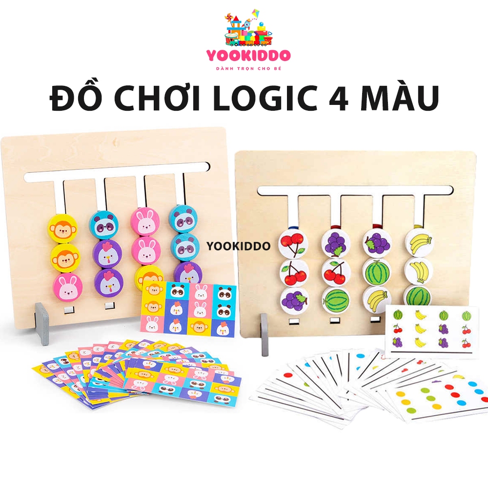 Wooden card-based 4-Color logical thinking math Game set for children ...