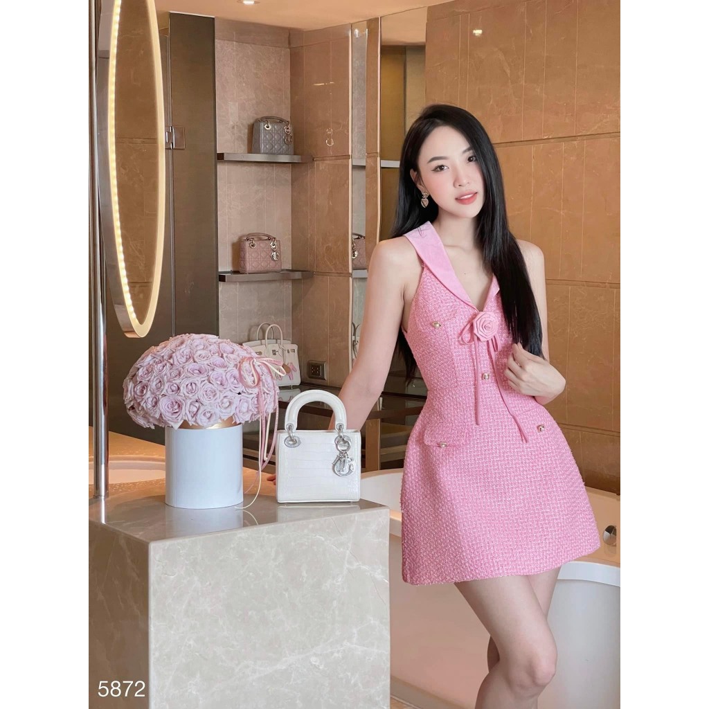 Super Cute Dad Dress with Camisole Collar and 4 Pockets with Flowers on ...