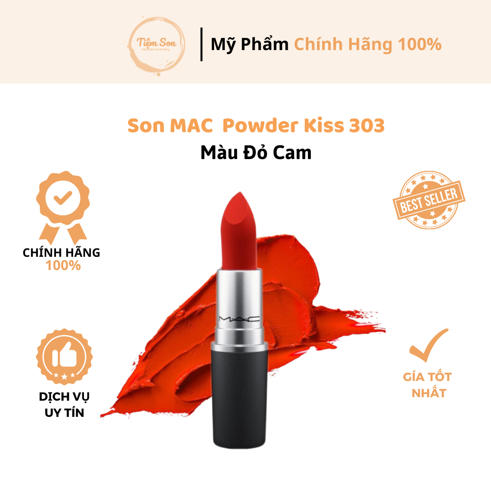 Mac Powder Kiss Color 303 Red Orange National Tone Guaranteed Genuine ...