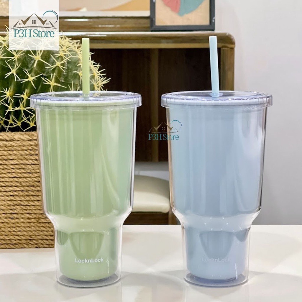 1l Lock&Lock double wall cold cup HAP527 2-Layer Plastic cup | Shopee ...