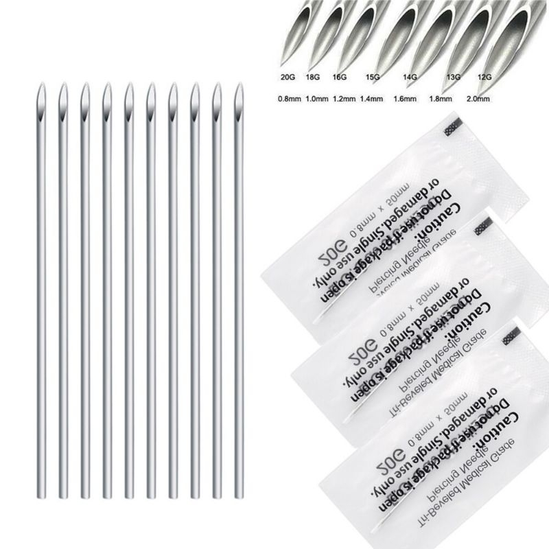 (Combo of 10) RECOMMENDED NEEDLES - Piercing needles for ears, nose ...