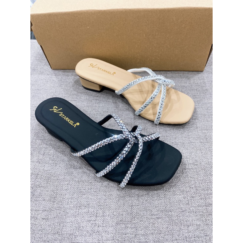 3-inch square heel clogs with beautiful diamond straps | Shopee Philippines