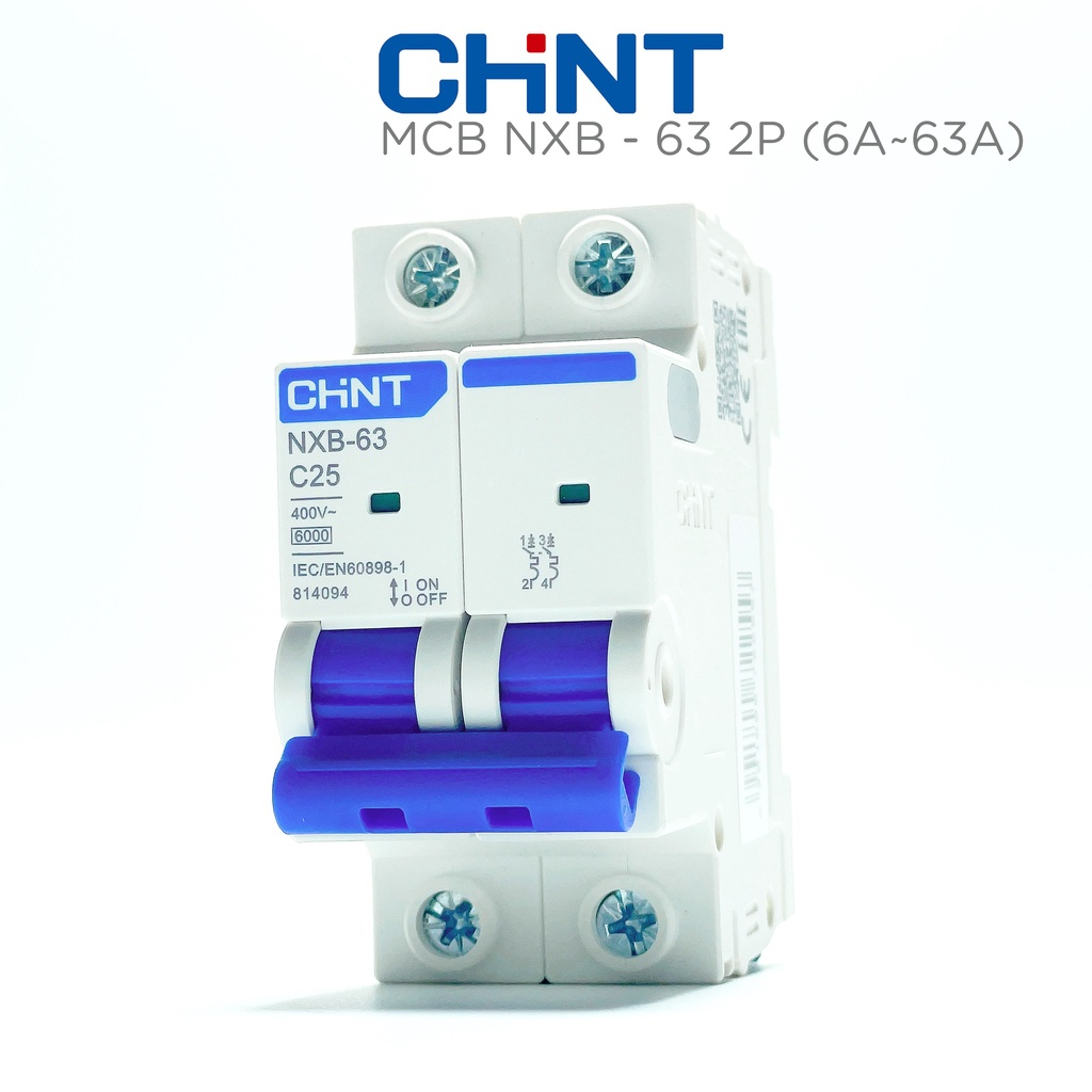 Chint NXB-63 2-Phase MCB Aptomat 6A, 10A, 16A, 25A, 32A, 40A, 50A, 63A Cutting Current 6kA ...