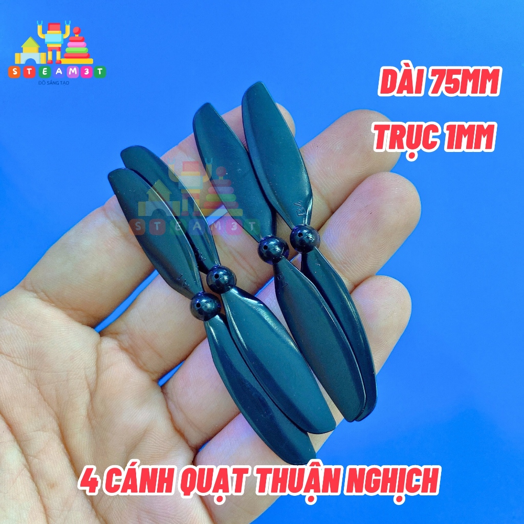 4 mini reversible airplane propellers 75mm with 1mm shaft made of ...