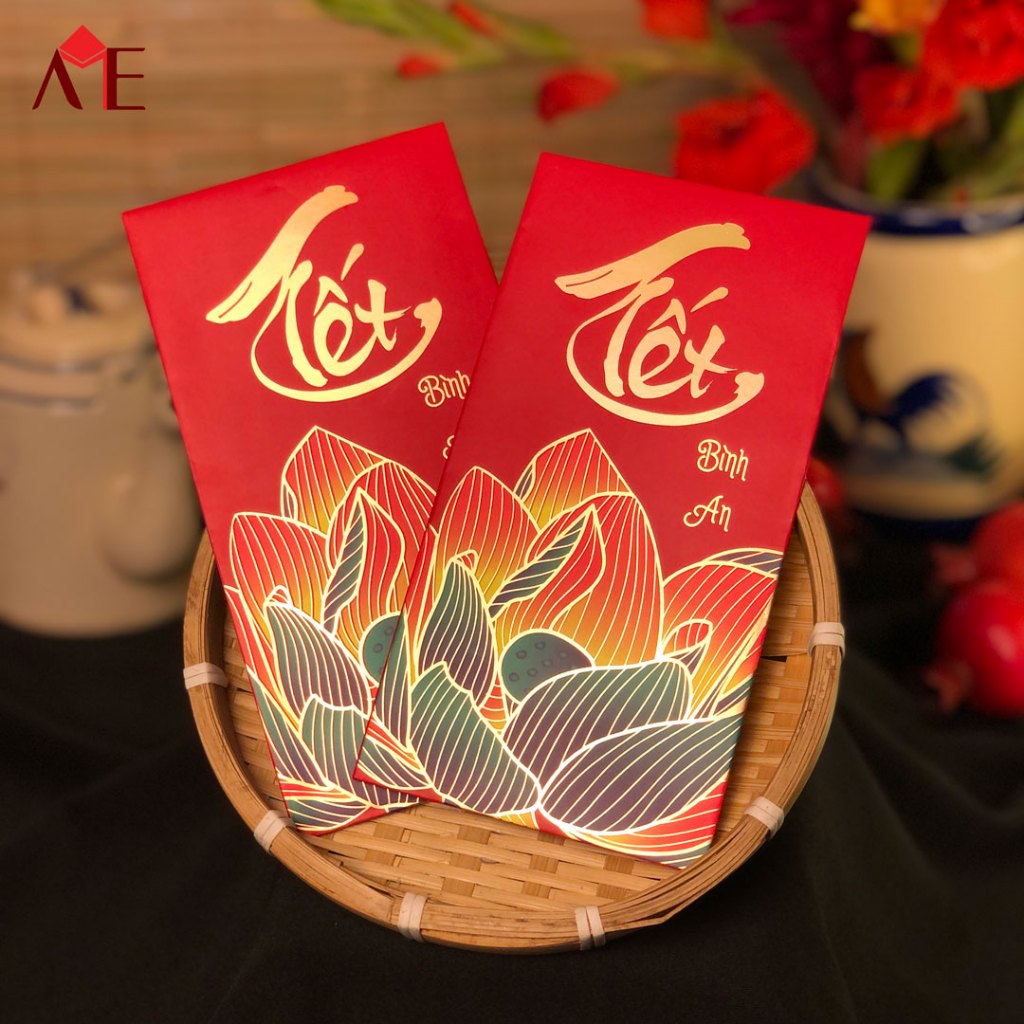 Tet Binh An Lucky Money 2024 with lotus pattern, traditional lucky ...