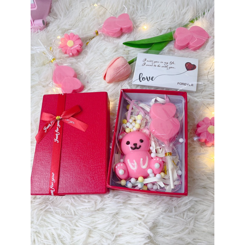 Bear chocolate box, lollipop-shaped heart, size 13x9cm | Shopee Philippines