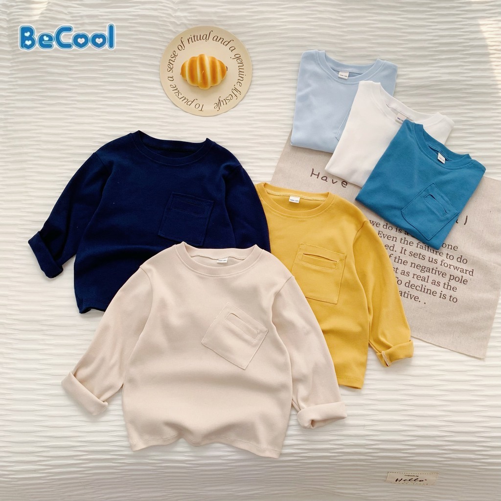 Long-sleeved Baby Thermal T-shirt with Faux Chest Pocket in 6 Colors ...