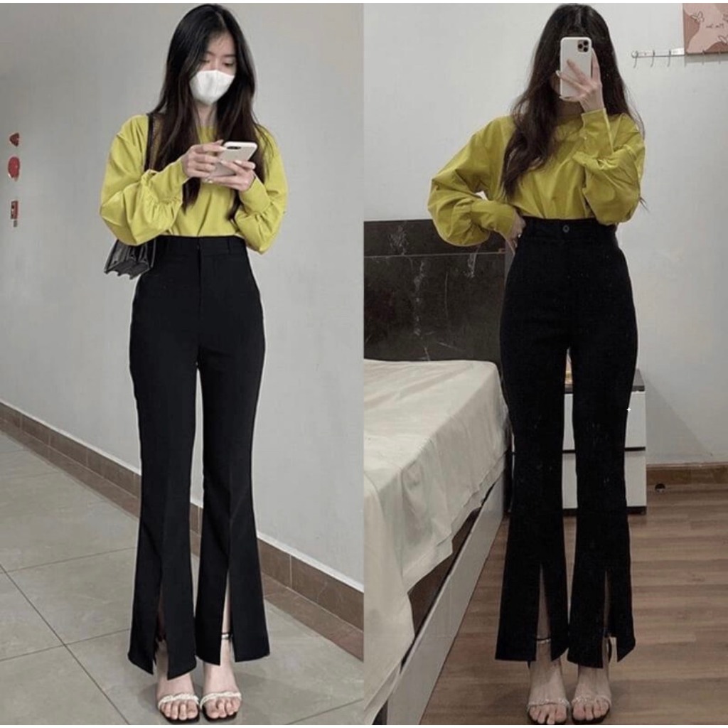Big size flared pants with hem slit 50 kg to 90 kg (M/L/XL/XXL) (KM45 ...