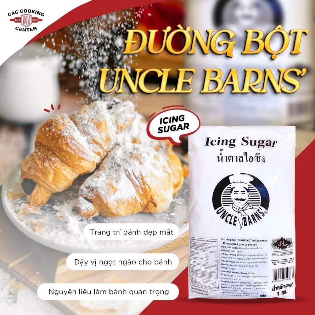 Powder Sugar (GRINDED Sugar) UNCLE BANS' specialized for baking [Thailand] Icing Sugar 1KG ...
