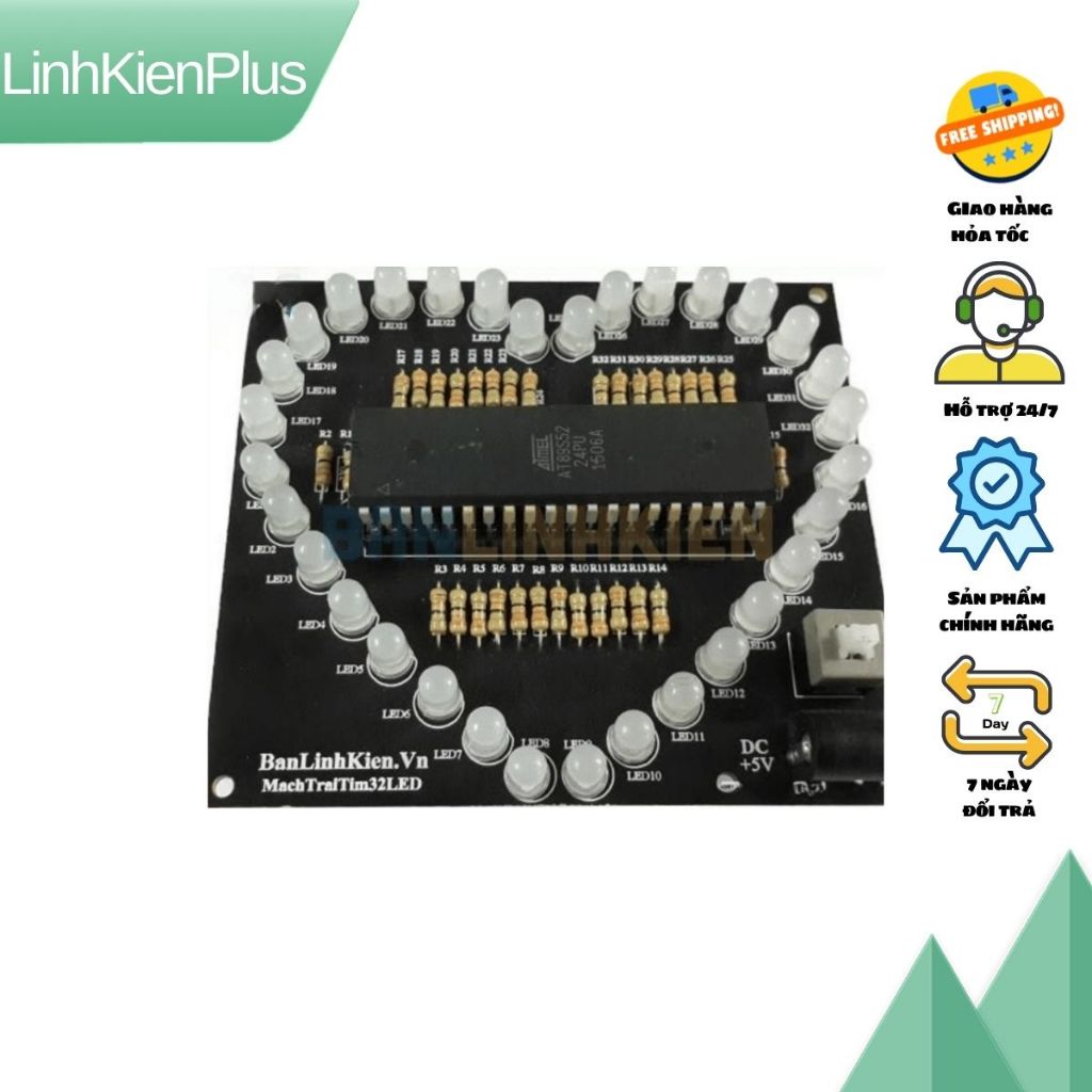 32 Led Heart Led Circuit with Pre-loaded Code | Shopee Philippines