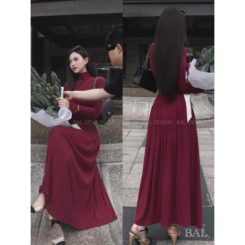 N.h.i store - luxurious red high neck shirt and long mixi skirt set ...