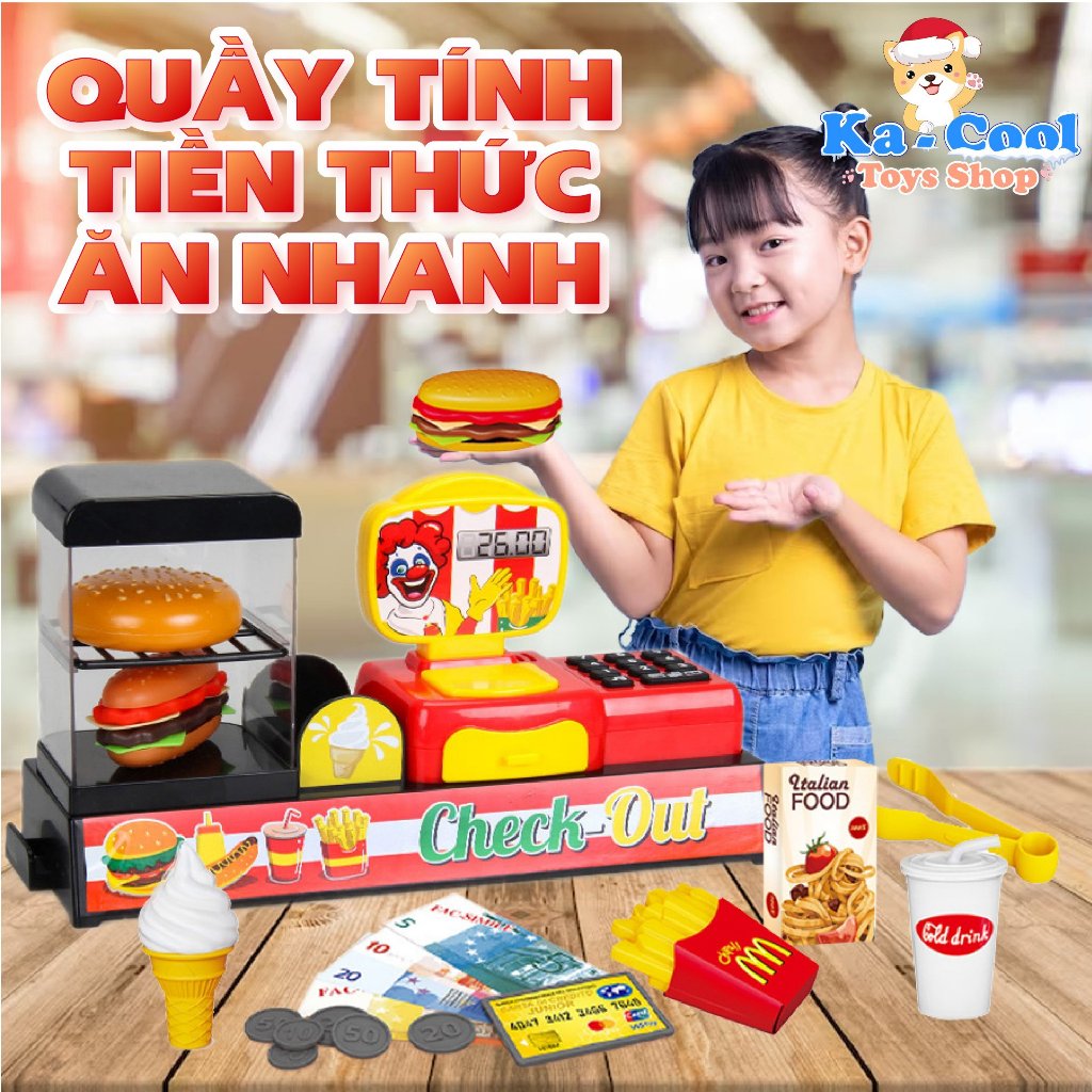 Unique fast food restaurant cash register toy set for children with ...