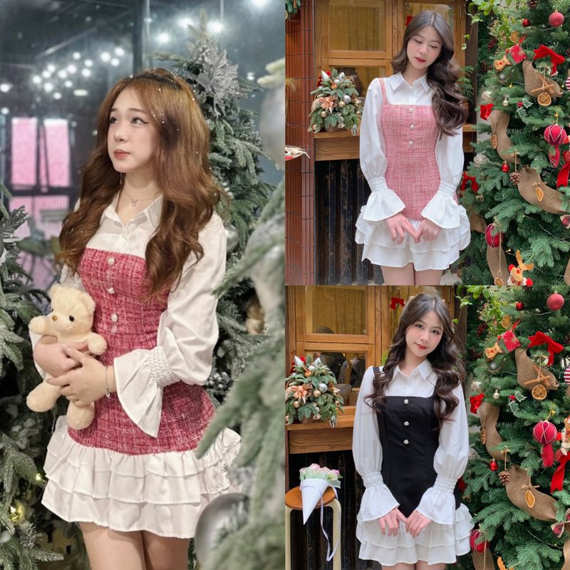 3-LAYER SHIRT dress *lyly dress tweet* (one-piece dress) | Shopee Philippines