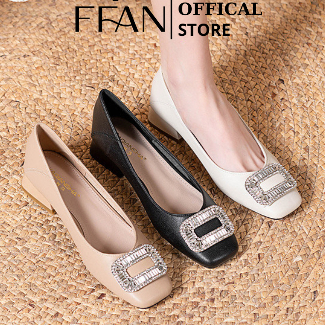Soft square-toed women's shoes [genuine leather], 3-inch closed-toe ...