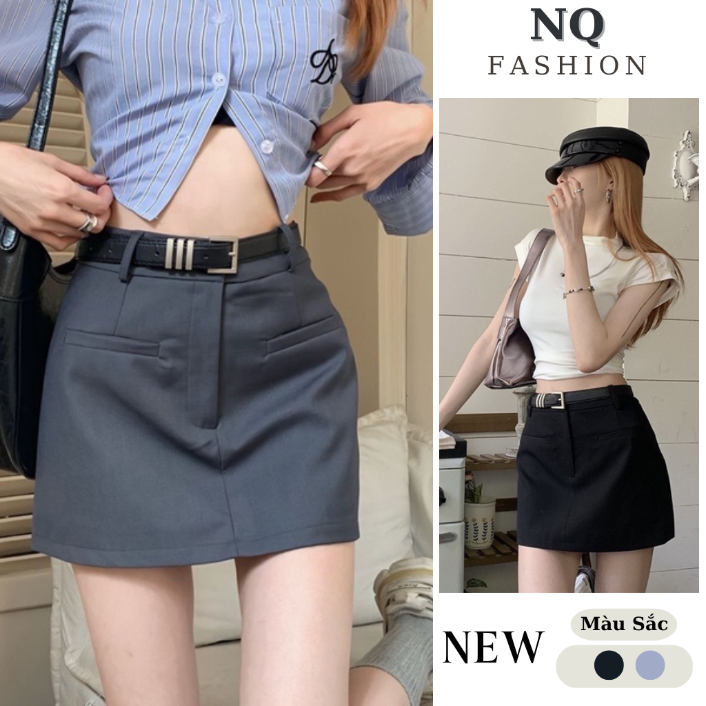 Basic form A-line skirt in 2 colors, black and white, with inner lining ...