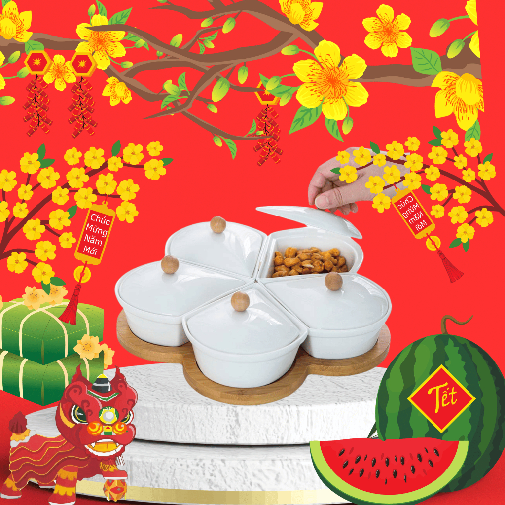 5-compartment flower jam box with wooden base | Shopee Philippines