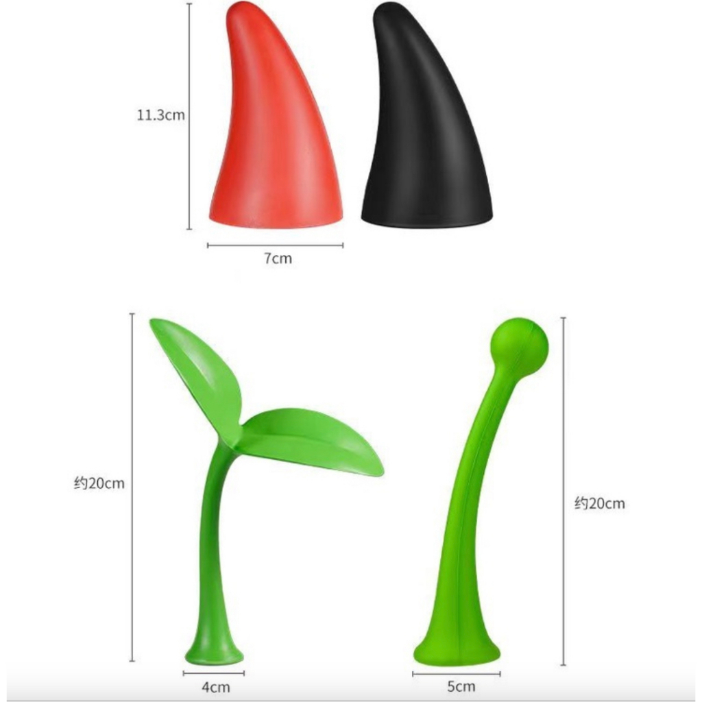 [HCM] Green Sprout Accessories, Red Horns Car Roof Decoration, 3D Tree ...