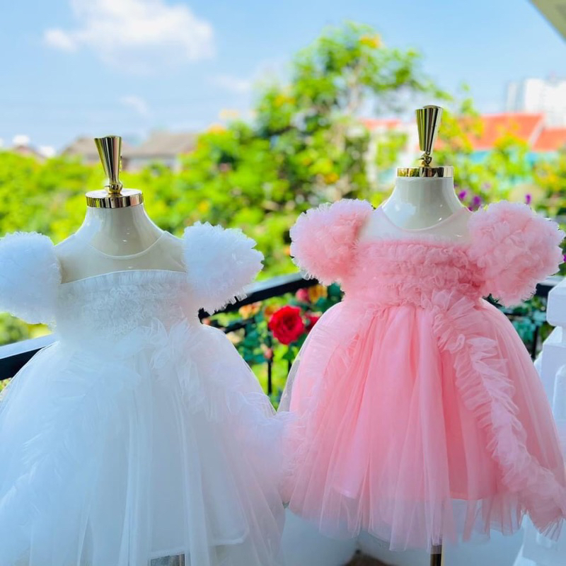 Baby girl princess dress, elegant ruffled princess dress for baby with ...