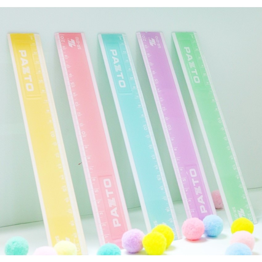 Pastel color straight plastic ruler 20 cm Long Thien Long Pazto SR-010 ...