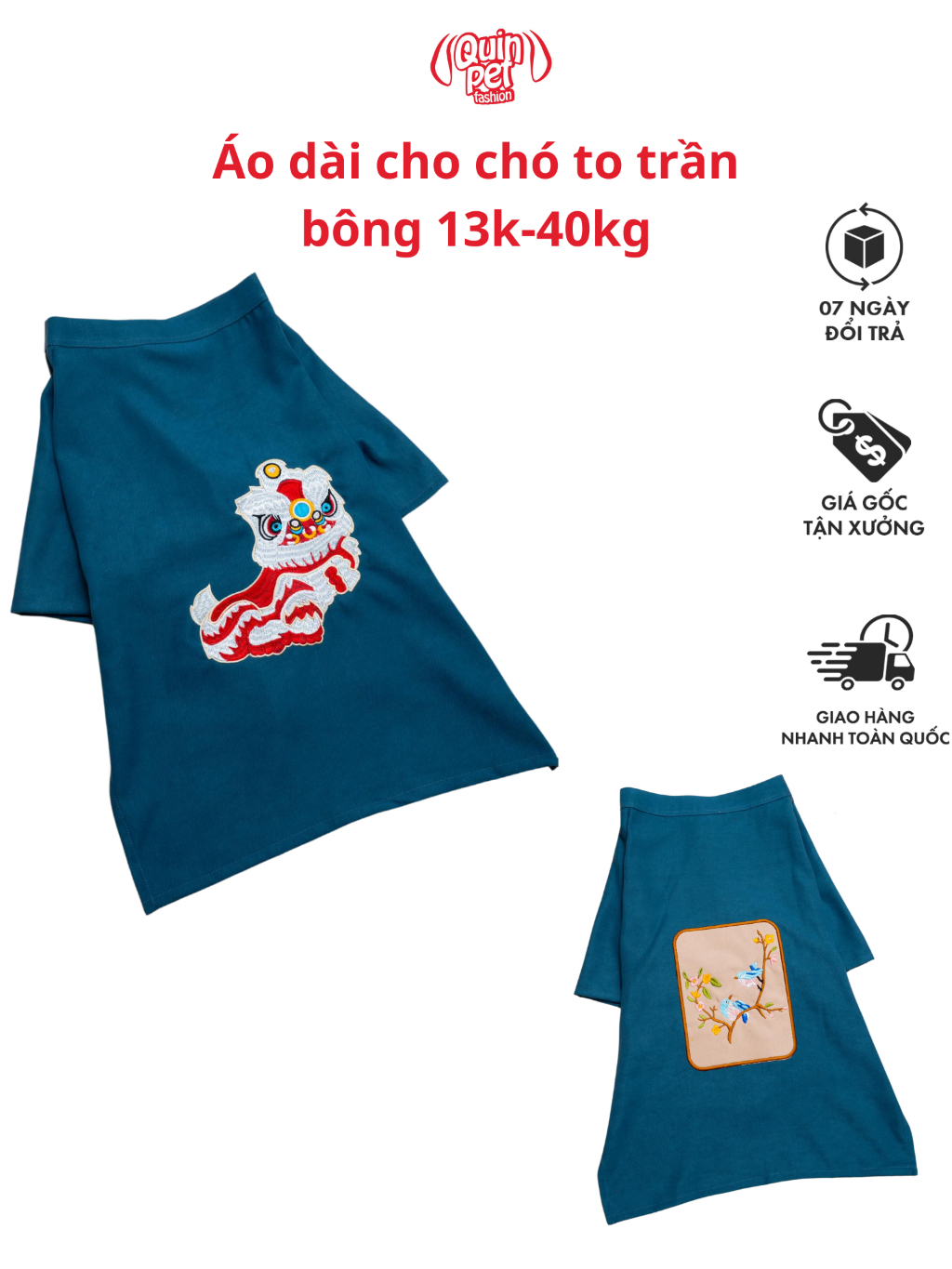 Quin pet Ao dai for large dogs made of velvet, ao dai for large dogs ...