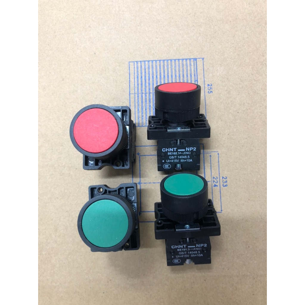 Chint np2 push button - blue-red-yellow light push button | Shopee ...