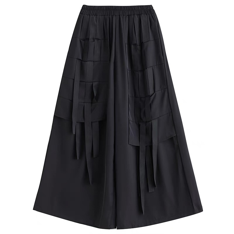 HAVADW black pants with pleated pockets, darkwear, loose unisex form ...