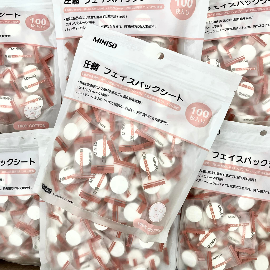 Miniso Compressed Paper Mask Bag of 100 Tablets | Shopee Philippines