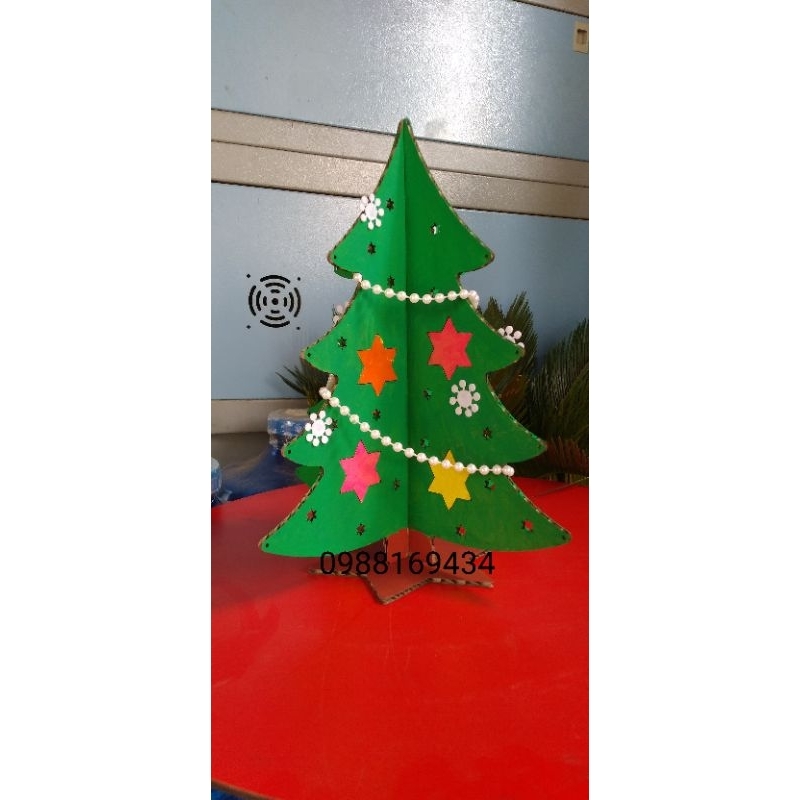 4D cardboard Christmas tree for children to color themselves | Shopee ...