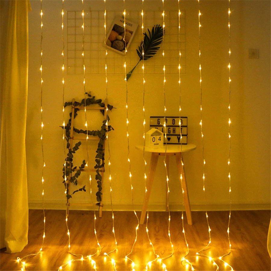 Horizontal waterfall effect LED rain curtain string set, 3mx3m long ...