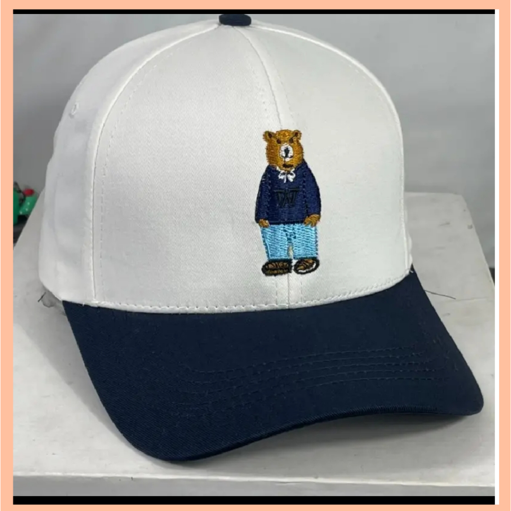 bag hat embroidered with bears, very pretty color coordinated love hat ...
