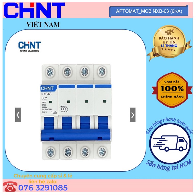 (GENUINE Chint* PRODUCT) NXB-63-4PHA: CB TEP CHINT-APTOMAT MCB 4 PHA CHINT-CUT LINE 6KA | Shopee ...
