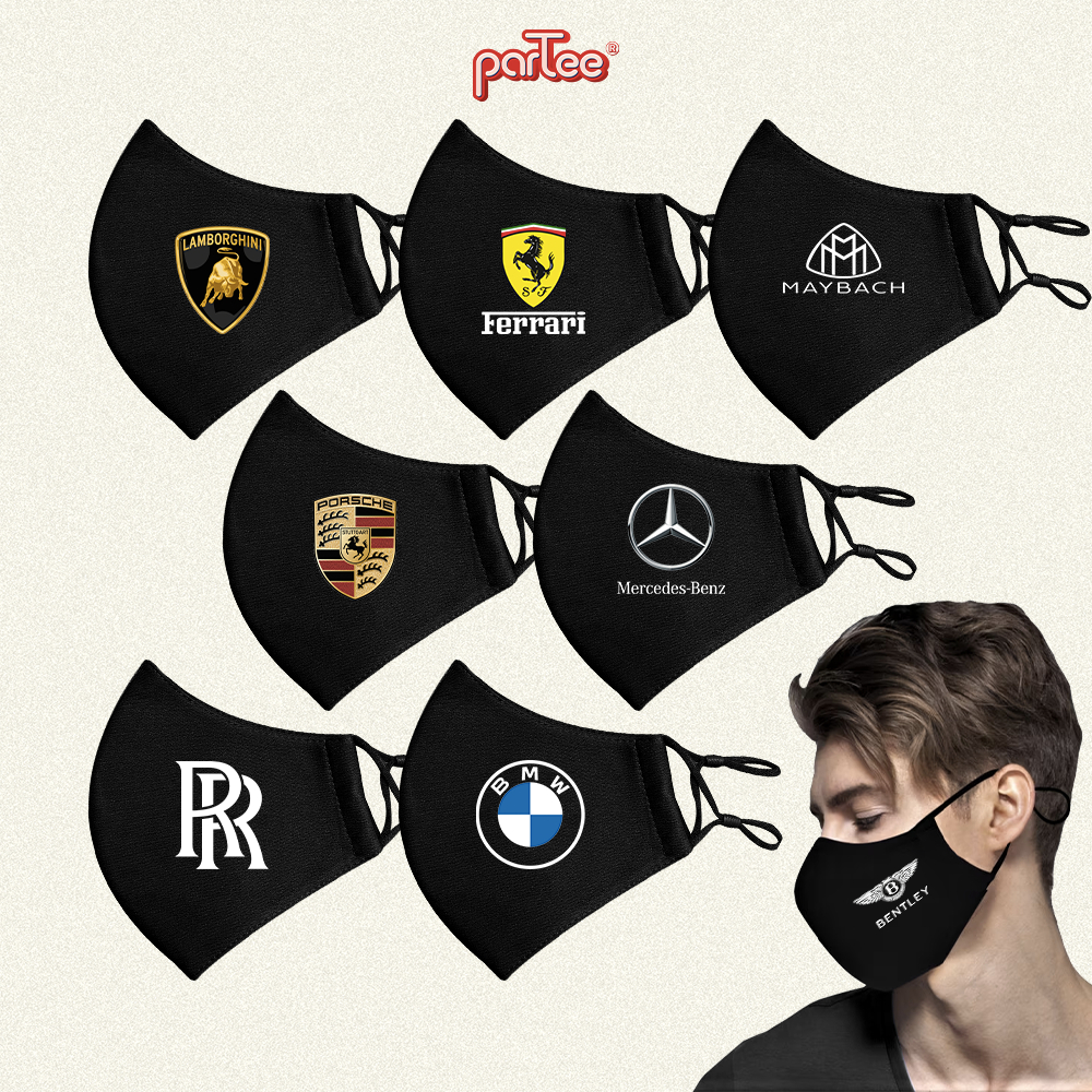 3-layer fabric mask with adjustable strap printed with logos of ...