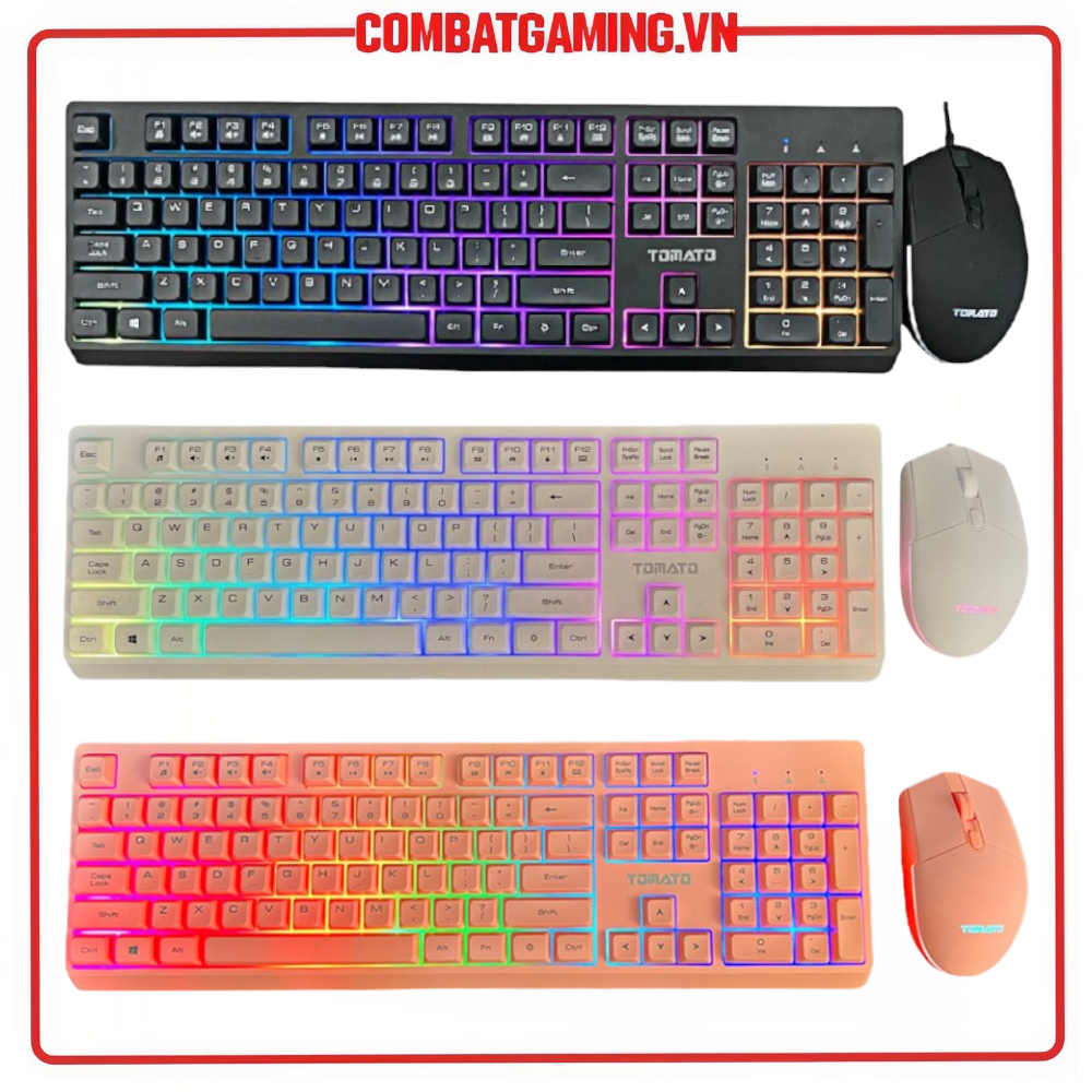 Genuine TOMATO S100 RGB Black / White / Pink Mouse Keyboard + Mouse Pad ...