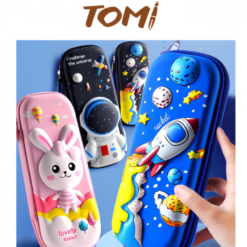 Tomi 210 Fabric Squeeze Pen Box with Many Cute Patterns for Children ...