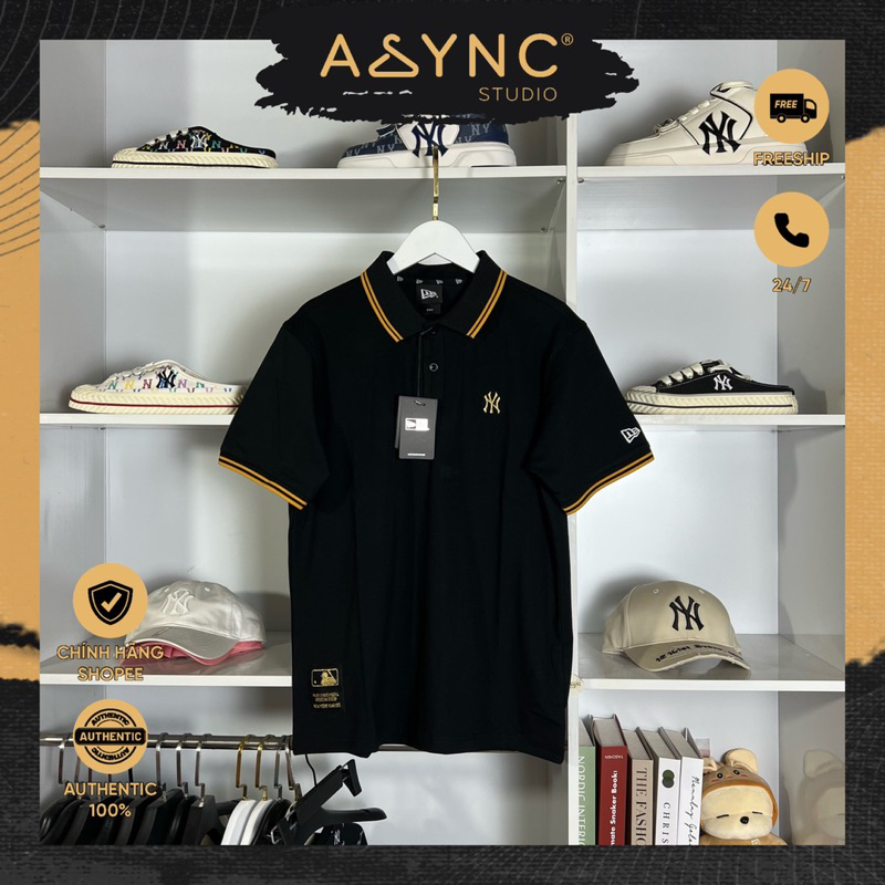 (Auth) New Era x MLB NY Polo Shirt Black with Gold Trim CODE: 12306850 ...