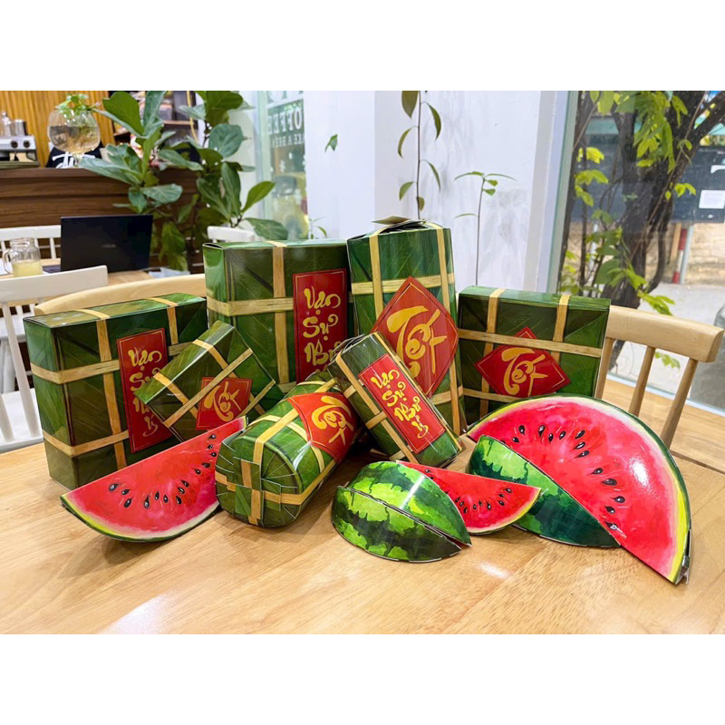 Combo 9 ModelPiece of 3 Chung cakes, 3 Tet cakes, 3 Watermelons in ...