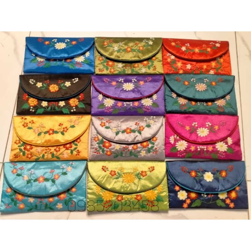 Silk Hand Wallet Embroidered Flowers, Vietnamese Ao Dai Girl ...
