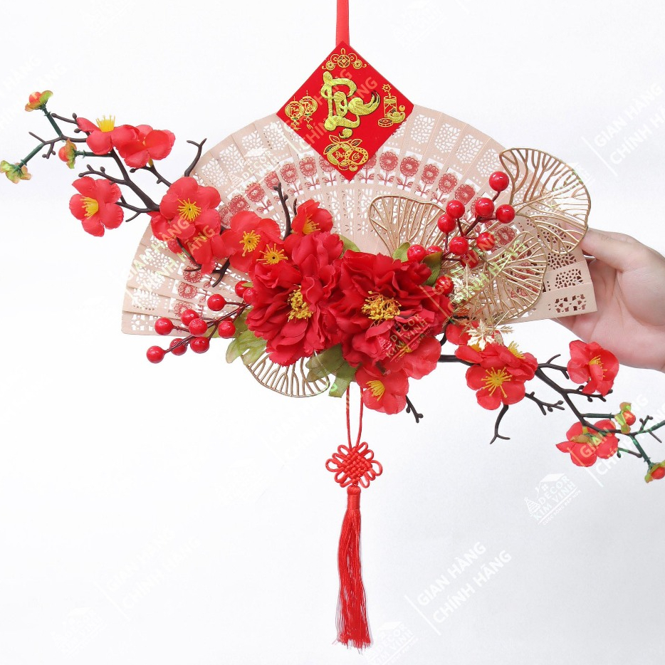 Hanging Flower Fan CNY H80 With Decorative Hanging Wreath Light CNY ...
