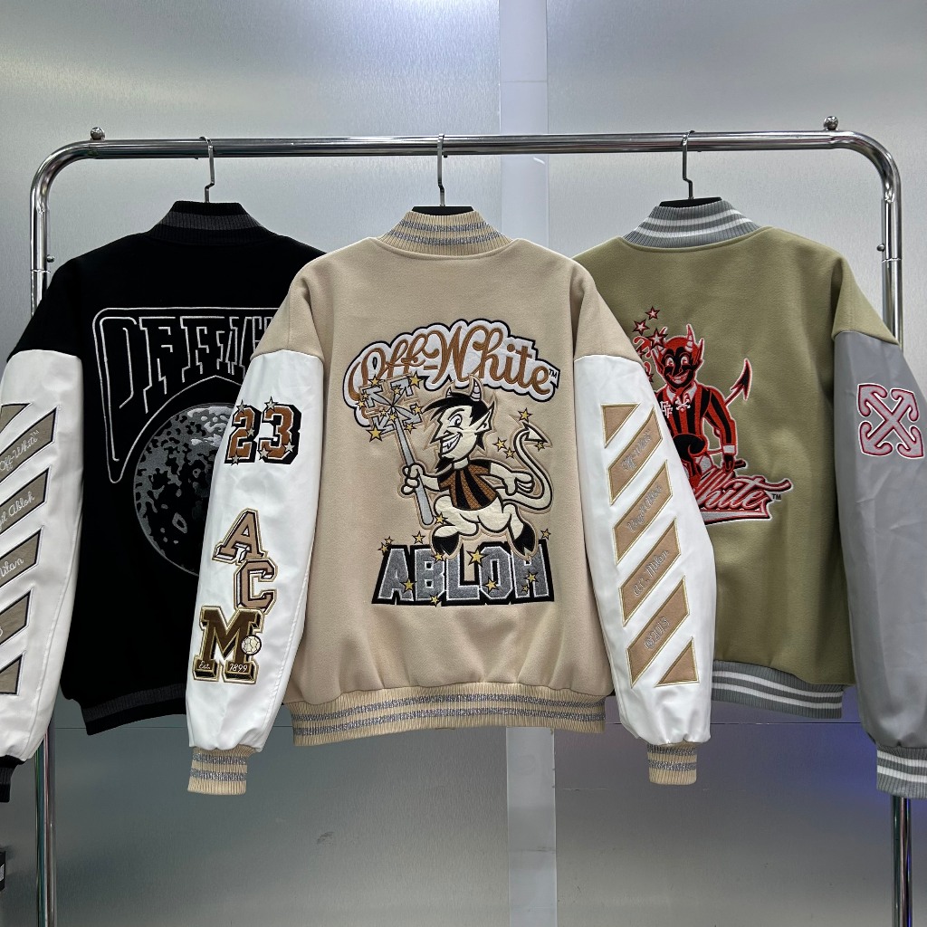 Jacket bomber O.f.f White Ac Milan Varsity Jacket Bomber jacket OW x AC ...