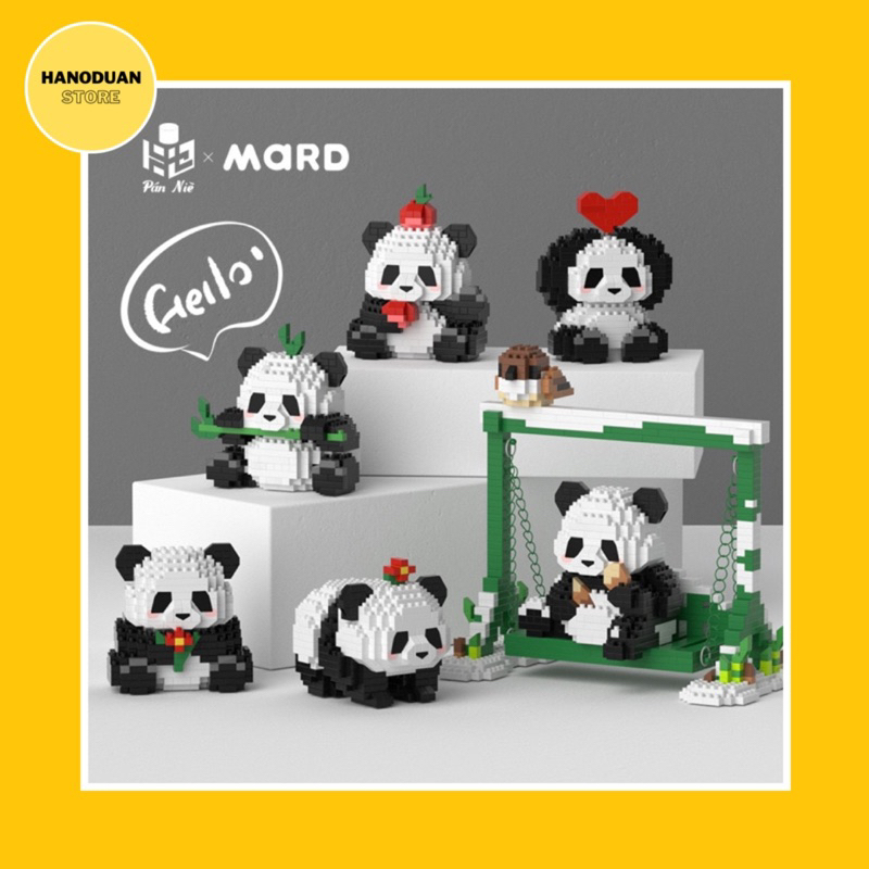 Panda Mini Puzzle Assembly Model Set Small Size Cute Nano 3D Panda ...
