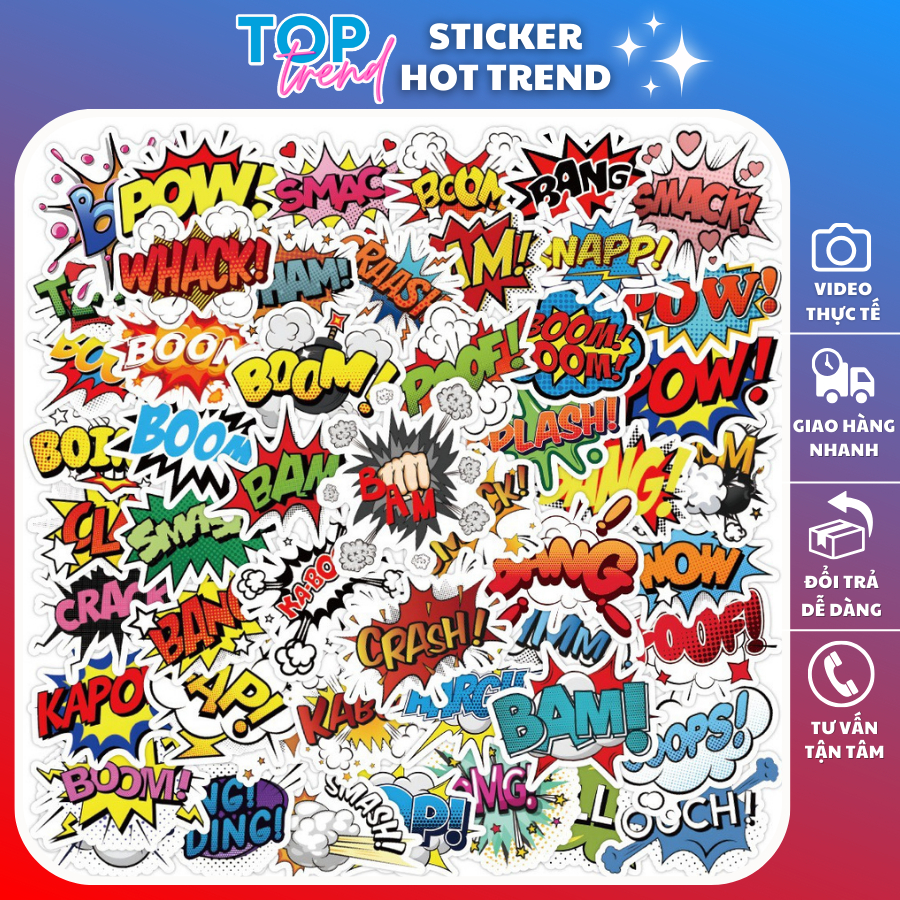 Boom expression stickers SET of 50 SHEETS, helmet stickers, book ...