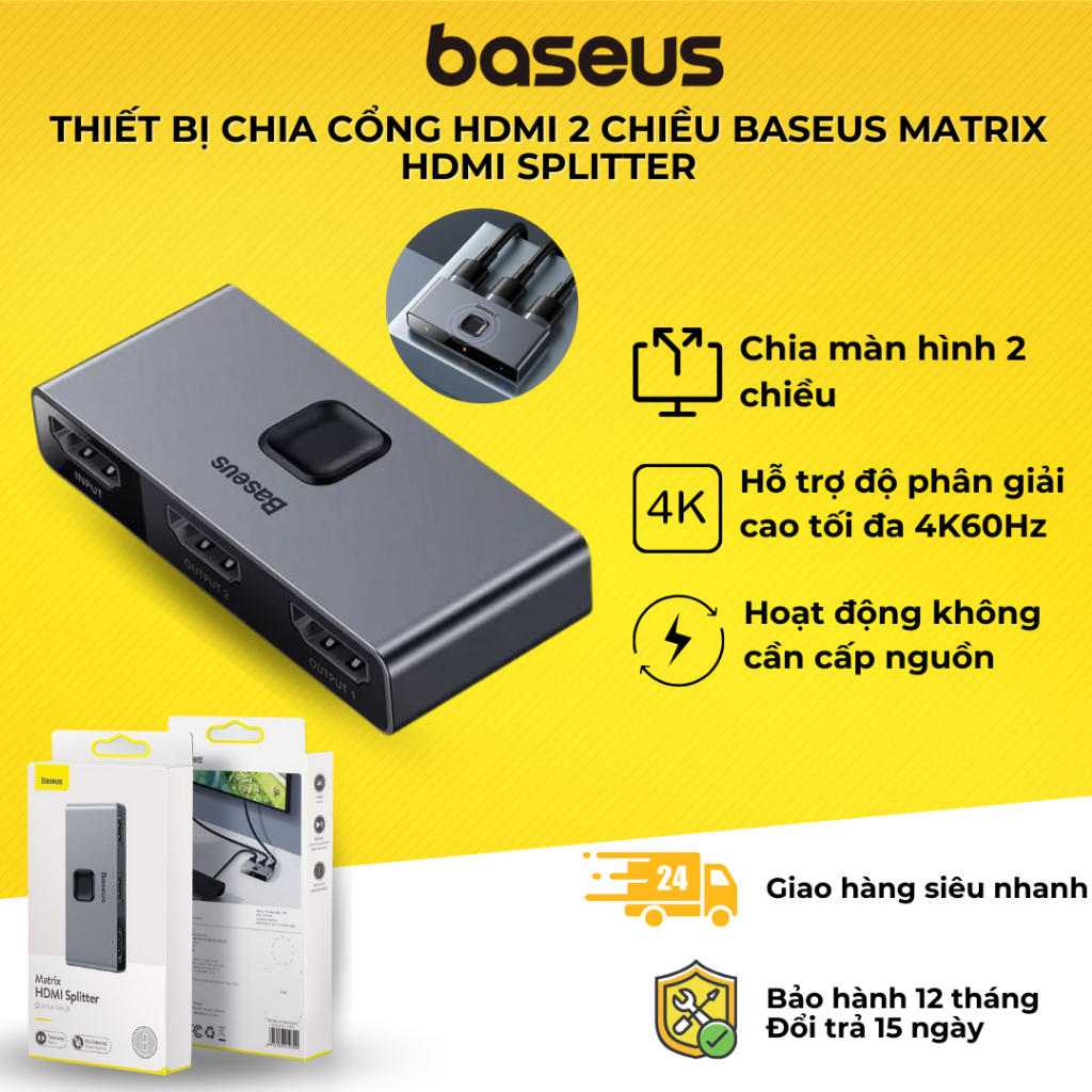 Baseus Matrix HDMI Splitter 2-Way HDMI Splitter | Shopee Philippines