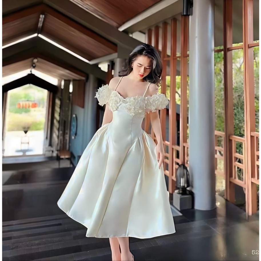 M183 - Sexy off-the-shoulder flared butterfly mesh tafta dress for ...