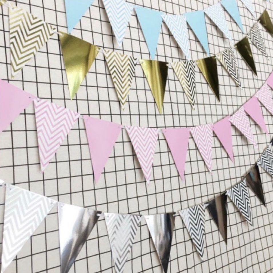 Laminated Triangle Flag String for Birthday Decoration 5m Long String ...